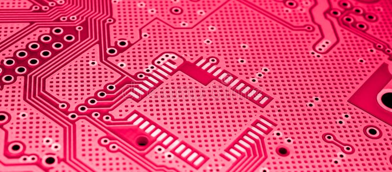 Red Printed Circuit. Layout of Tracks Stock Photo - Image of track ...