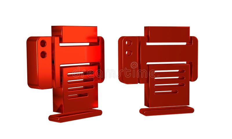 Red Printer Icon Isolated on Transparent Background. Stock Illustration ...