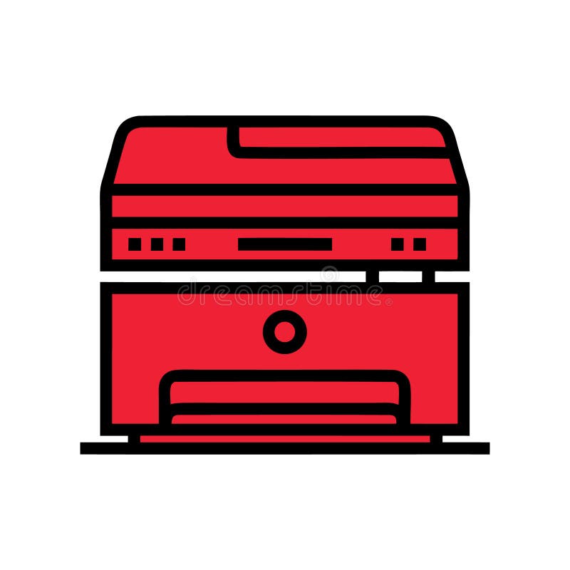Red Printer Illustration for Office, Technology, or Document Design ...