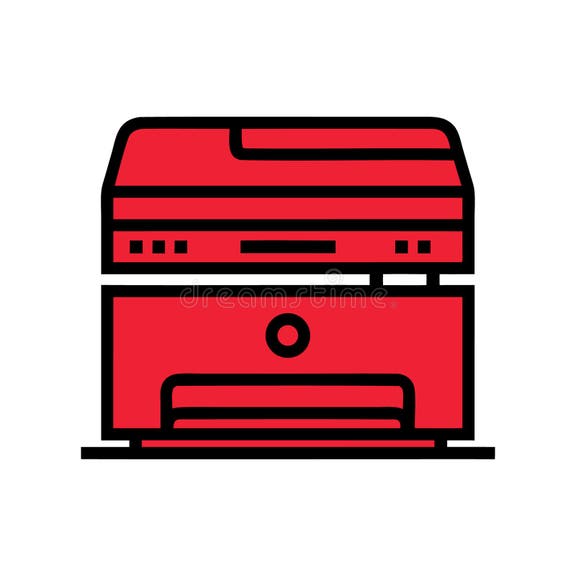 Red Printer Illustration for Office, Technology, or Document Design ...