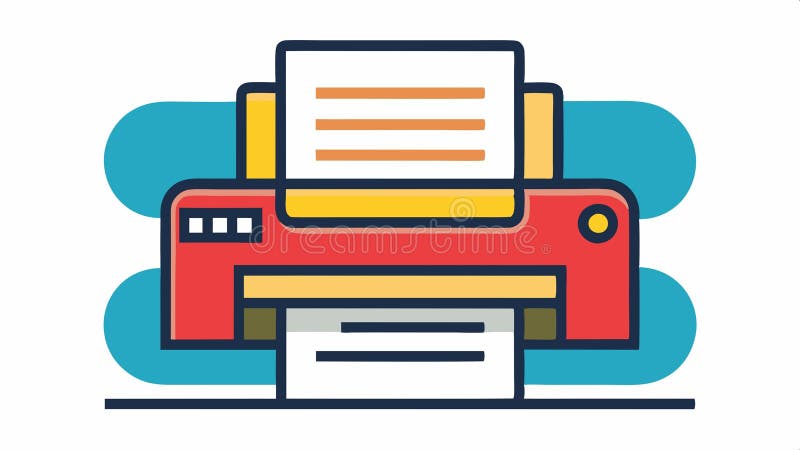 Red Printer with Paper, Color Printing, Office Machine, Output Device ...