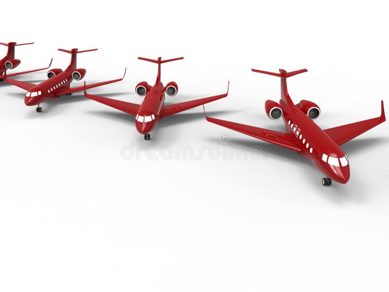 Red private jet fleet stock illustration. Illustration of aircraft ...