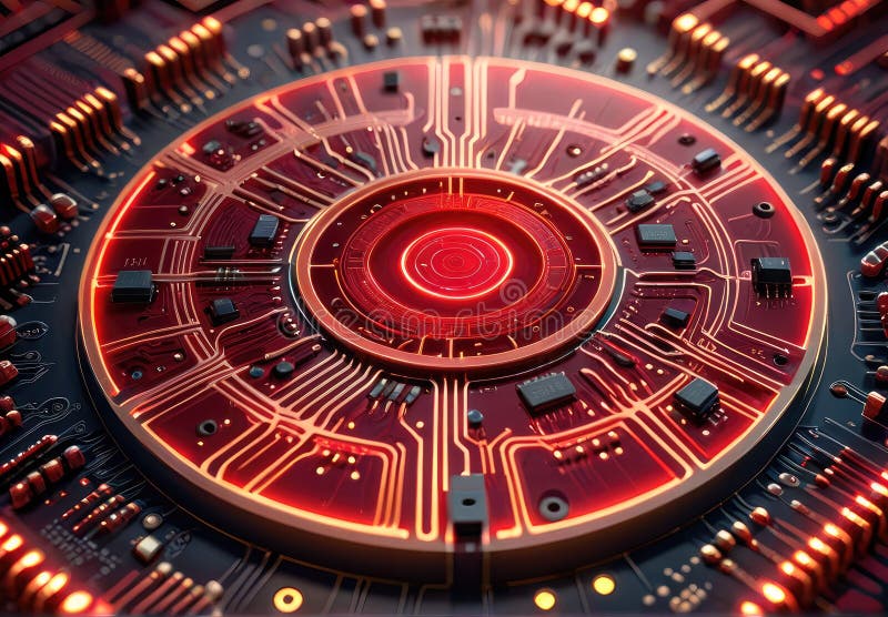 Red processor core stock illustration. Illustration of semiconductor ...