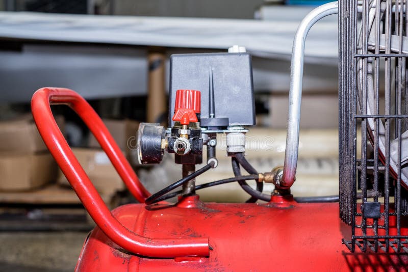 Red production compressor stock image. Image of construction - 103122749
