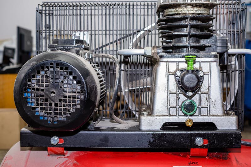 Red production compressor stock photo. Image of machine - 105451228