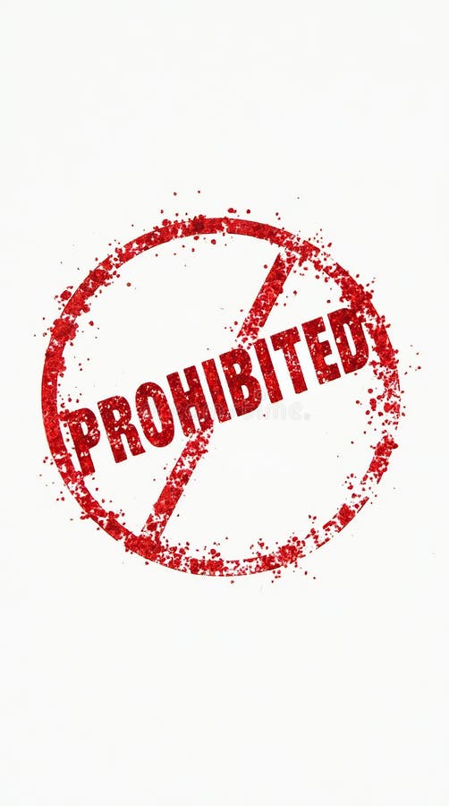 Red Prohibited Stamp with Ink Splatters on White Background Stock ...