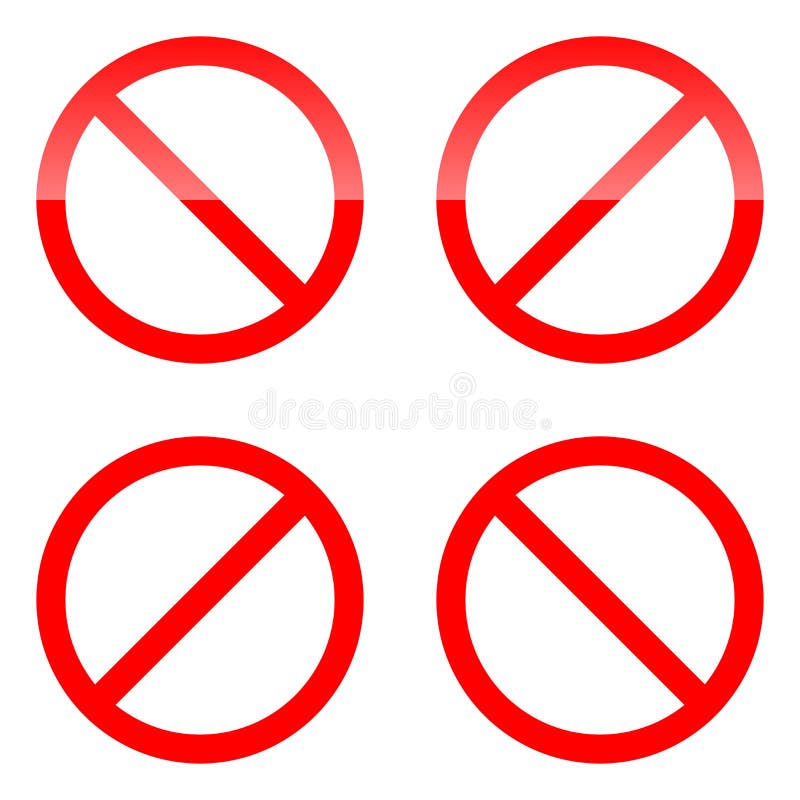 Red Prohibition Sign Collection 4 Pc. Not Allow Icon Stock Vector ...