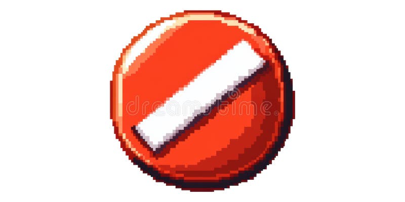 Red Prohibition Sign Icon in Pixel Art Style Isolated on Transparent ...