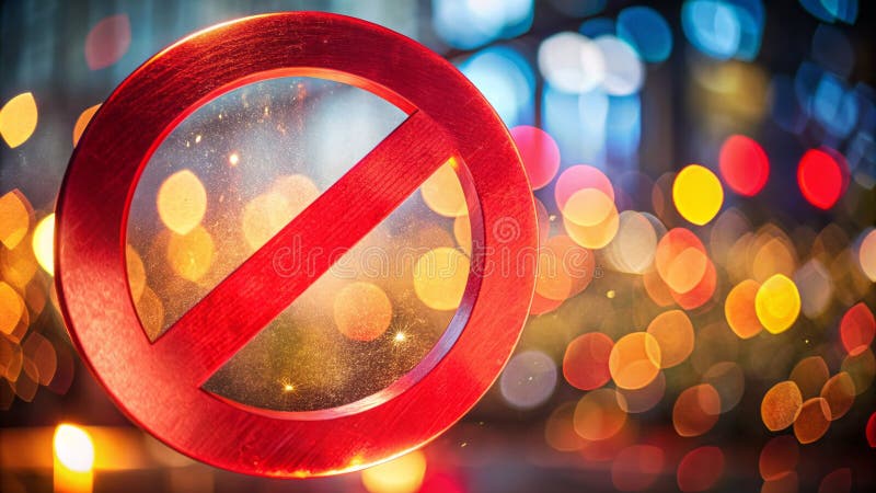 Red Prohibition Symbol CloseUp Against a Blurred Background a Powerful ...