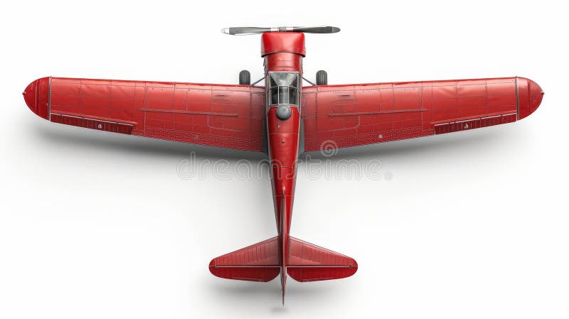 Red Propeller Airplane Isolated on White, Top-Down View Stock Image ...