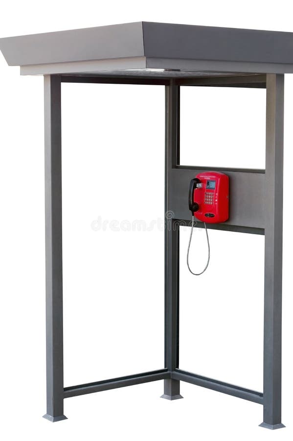 Red Public Telephone in Cabin on a White Stock Image - Image of display ...
