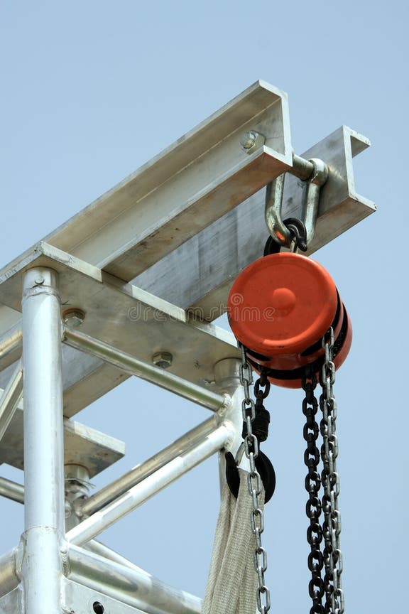 Red pulley stock image. Image of scaffolding, metal, hook - 5019697