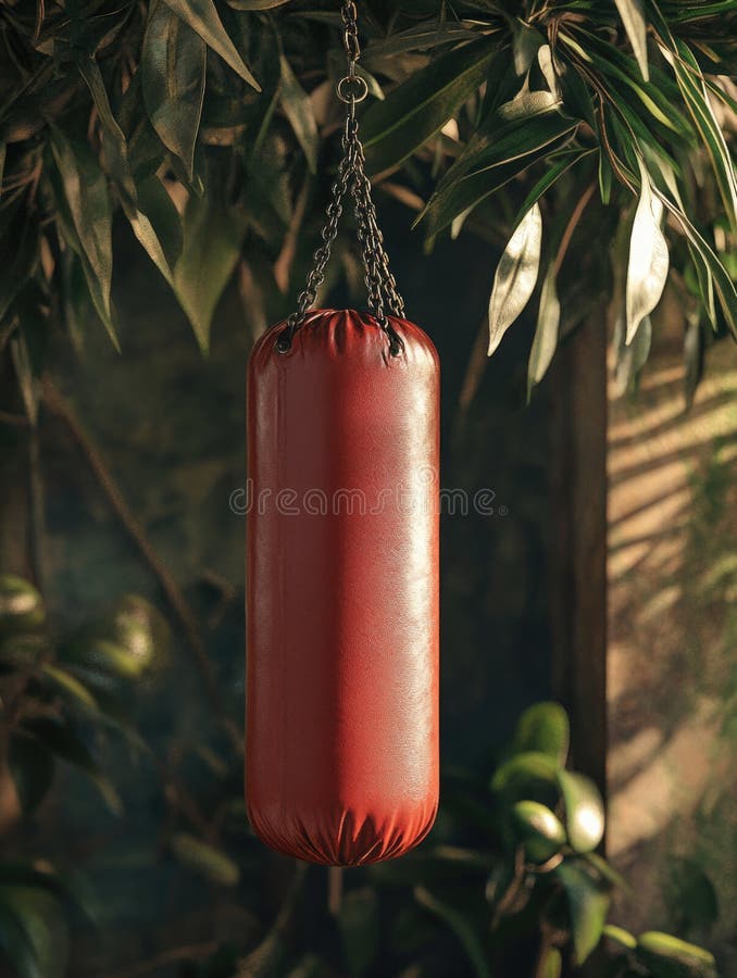 Red Punching Bag Tree stock image. Image of boxing, sport - 375016289