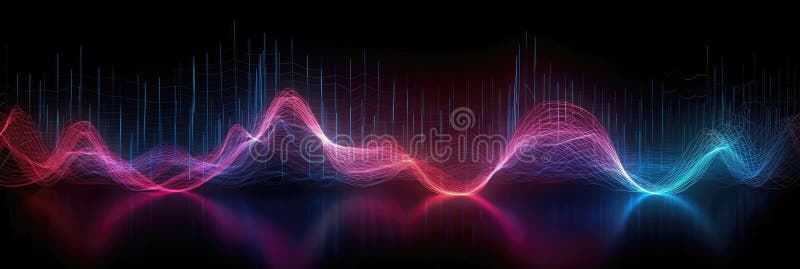 Red Purple Blue a Digital Representation of Sound Waves in an Array of ...