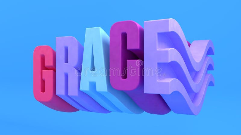 Red Purple and Blue Grace Lettering with 3D Extrude Wavy Text Effect ...