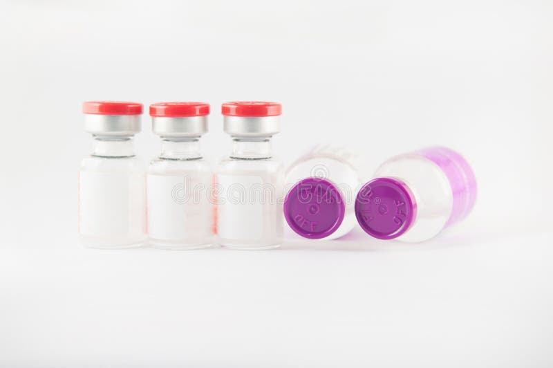 Red Cap and Purple Label Injection Vials Stock Image - Image of health ...