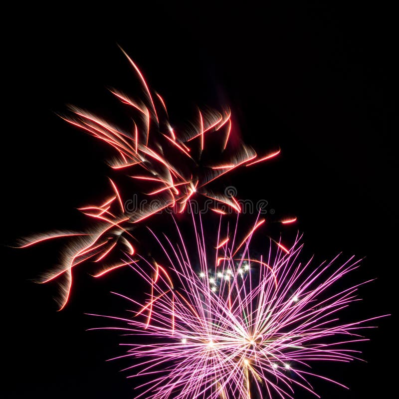 Purple fireworks in sky stock photo. Image of firecracker - 146118002
