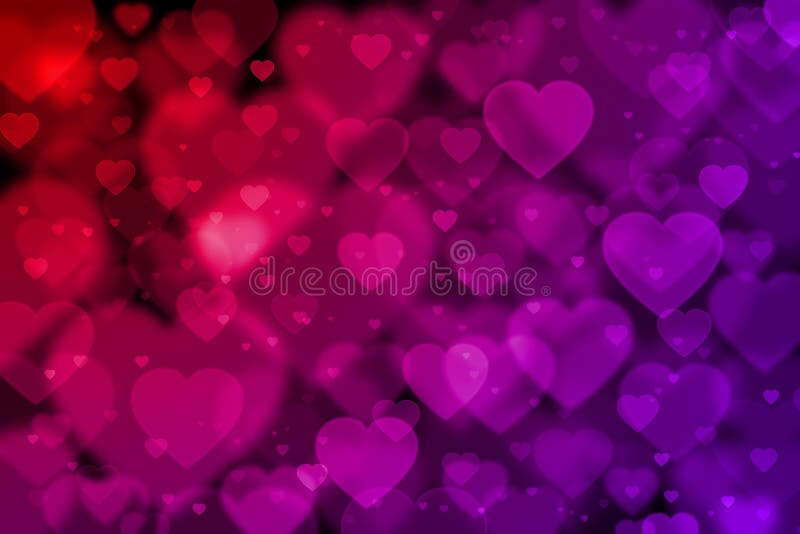 Red and Purple Hearts Background with Bokeh Effect Stock Illustration ...