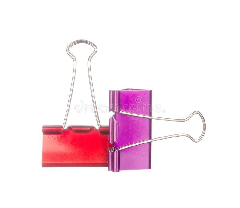 Red and Purple Paper Clips Isolated on White Stock Image - Image of ...