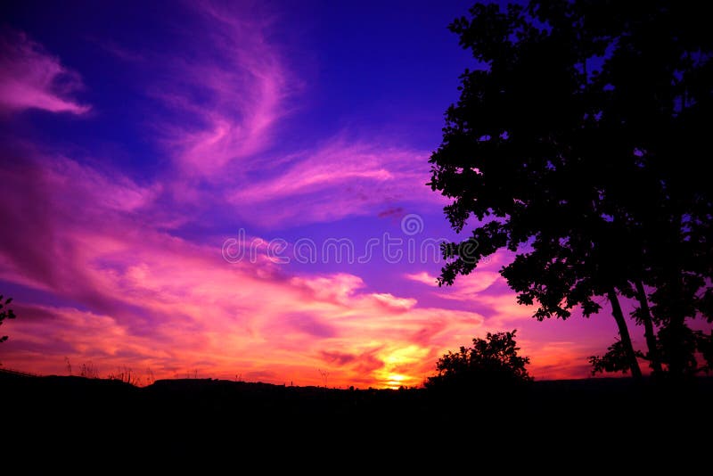 Purple and red sunset stock image. Image of blur, modern - 61057887