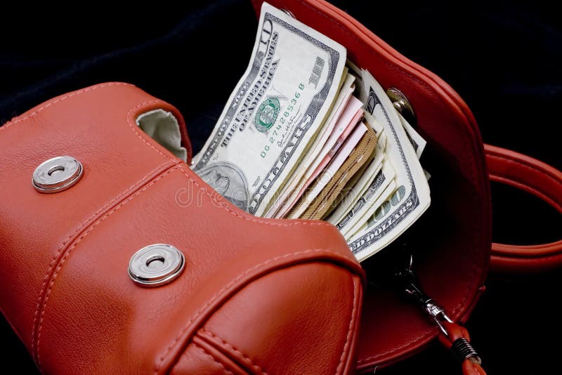 Red purse with money stock photo. Image of deal, color - 442194