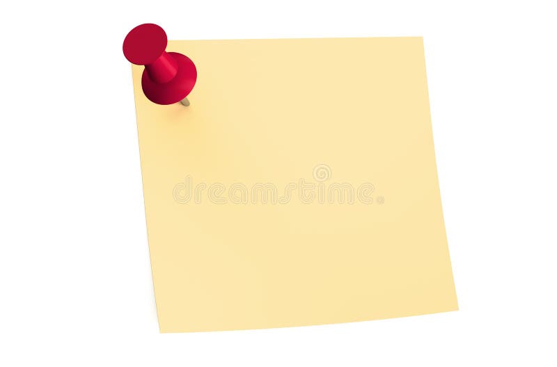 Red Push Pin with Blank Sticky Note Stock Illustration - Illustration ...