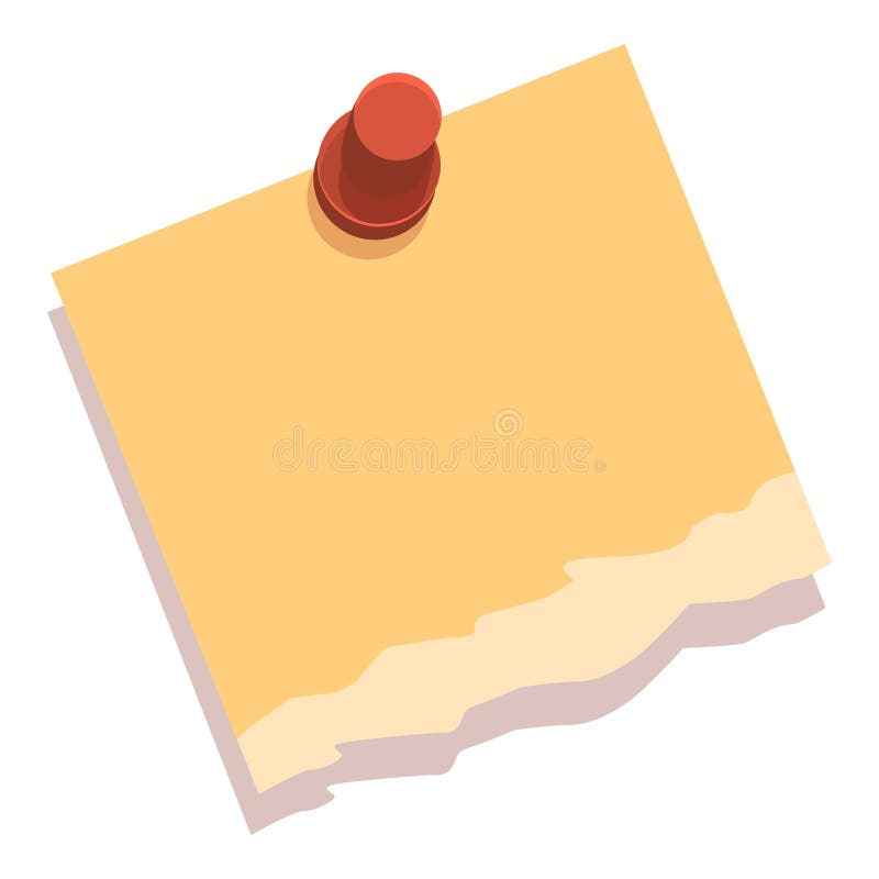 Red Push Pin Holding Blank Yellow Note Paper on White Background Stock ...