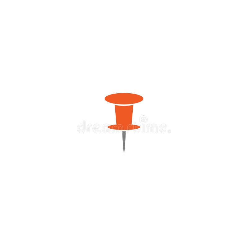 Red Push Pin Icon Isolated on White. Office Stationary Needle Stock ...