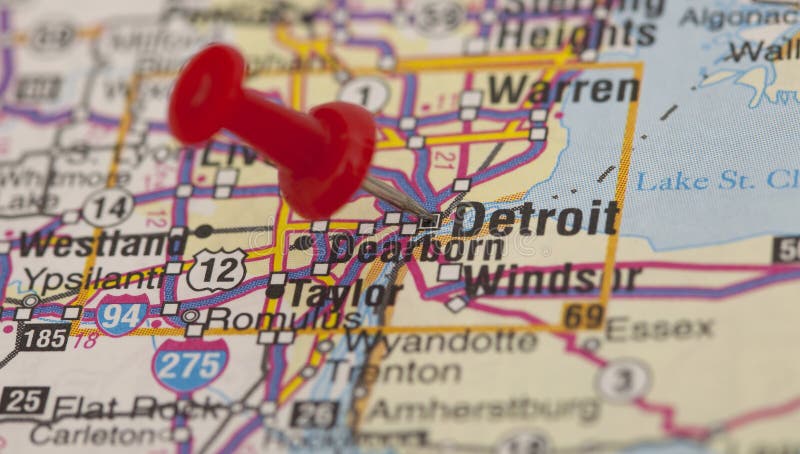 Map of Detroit Michigan stock photo. Image of focus, suburb - 5033726