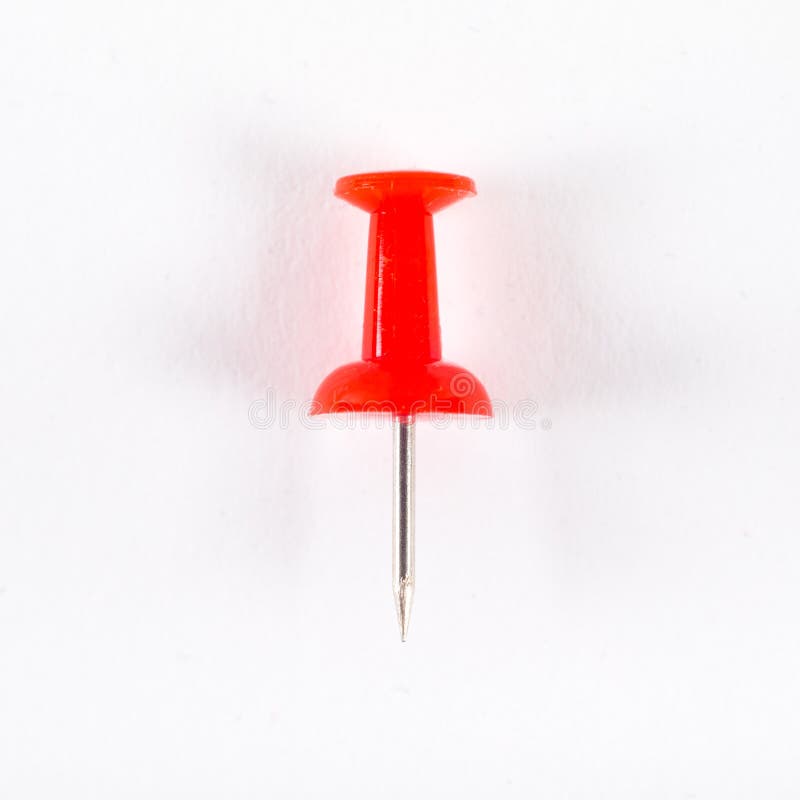 Red Push Pin in White Background or Wallpaper Stock Image - Image of ...