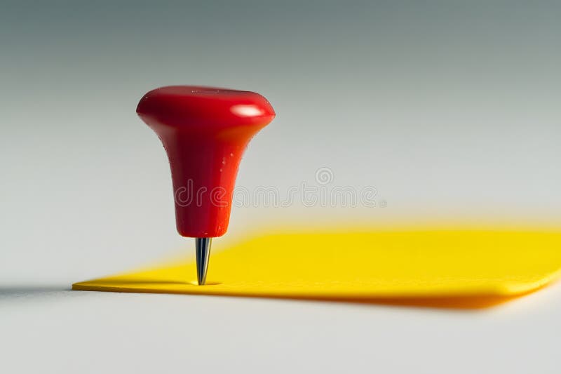 Red Push Pin Yellow Paper with Minimalist Background Stock Illustration ...