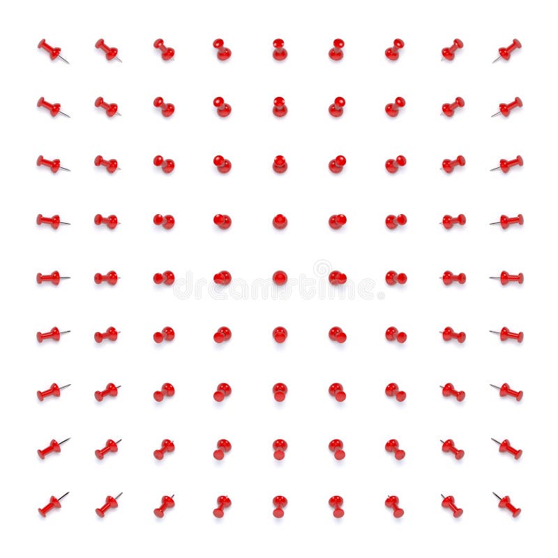 Red Push Office Pin and Round Push Pins. 3d Push Pin Stock Vector ...