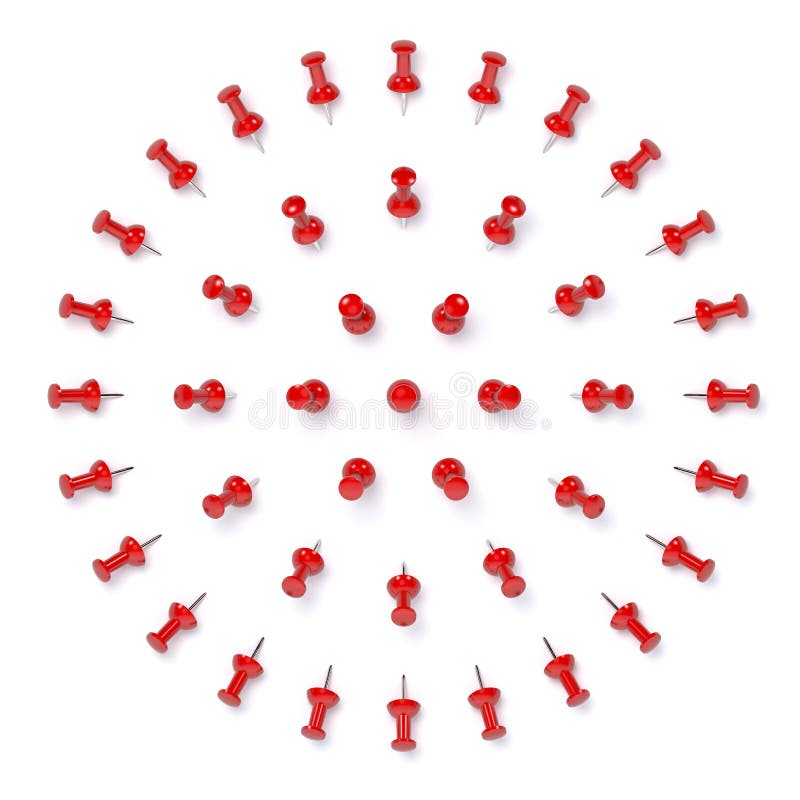 Red Push Pins Isolated on White Background. Stock Illustration ...