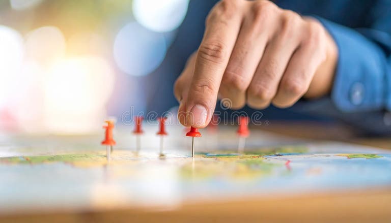 Red Pushpin on Paper Map Representing Planning, Data Analysis, and Strategy Stock Illustration ...