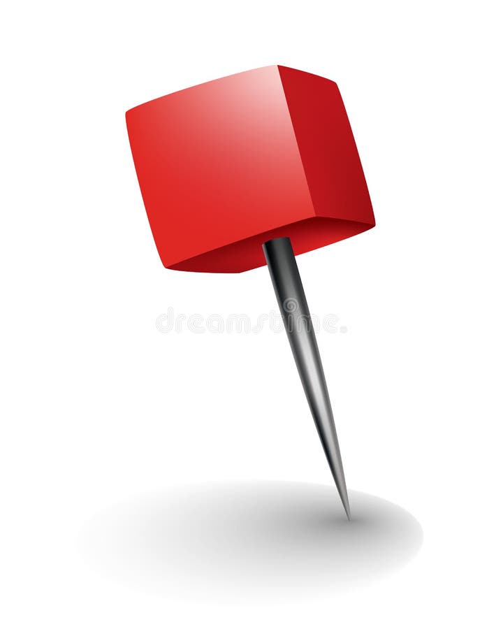 Red Pushpin with Shadow Isolated on White. Fixation for Note Attach Stickers Stock Vector ...