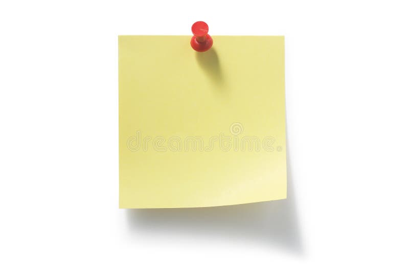 Red Pushpin and Yellow Sticky Notes Stock Image - Image of notification ...