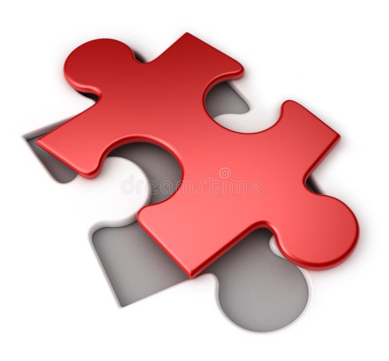 Puzzle Pieces, with a Red Piece Free Stock Illustration - Illustration ...