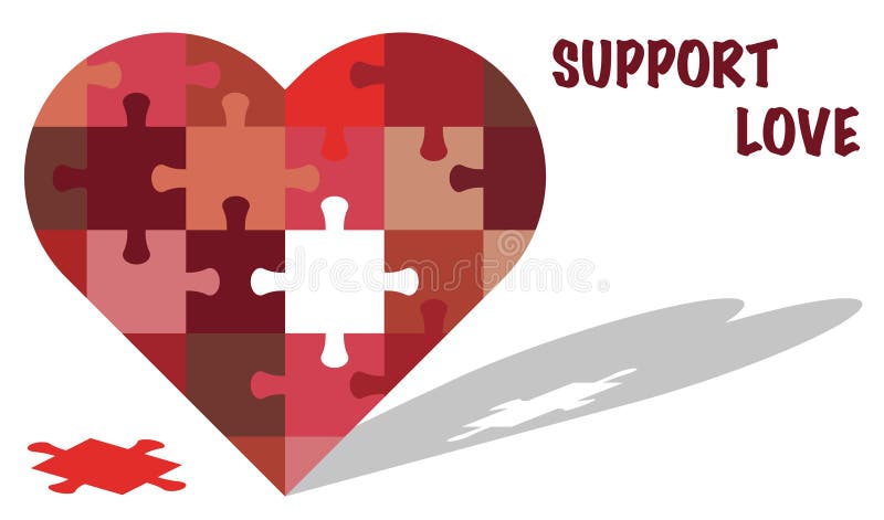 Red Puzzle Heart with Missing Piece. Puzzle Pieces in the Shape of Love ...