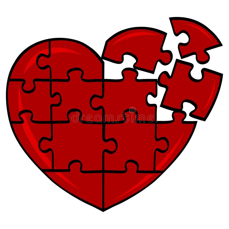 Red Puzzle Heart Shaped Drawing Vector Illustration Stock Vector ...