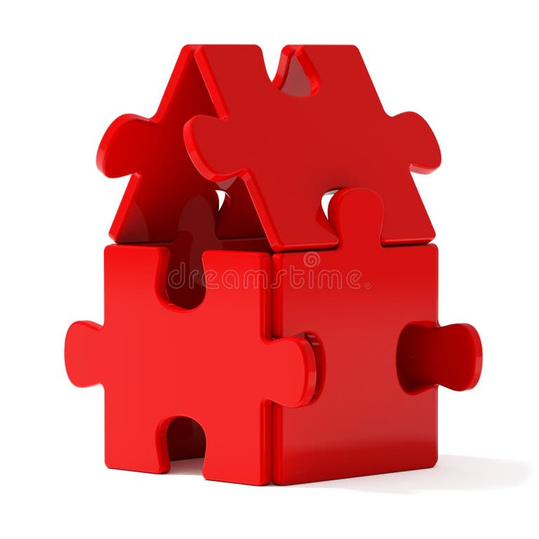 Red Puzzle Home stock illustration. Illustration of decisions - 3040969