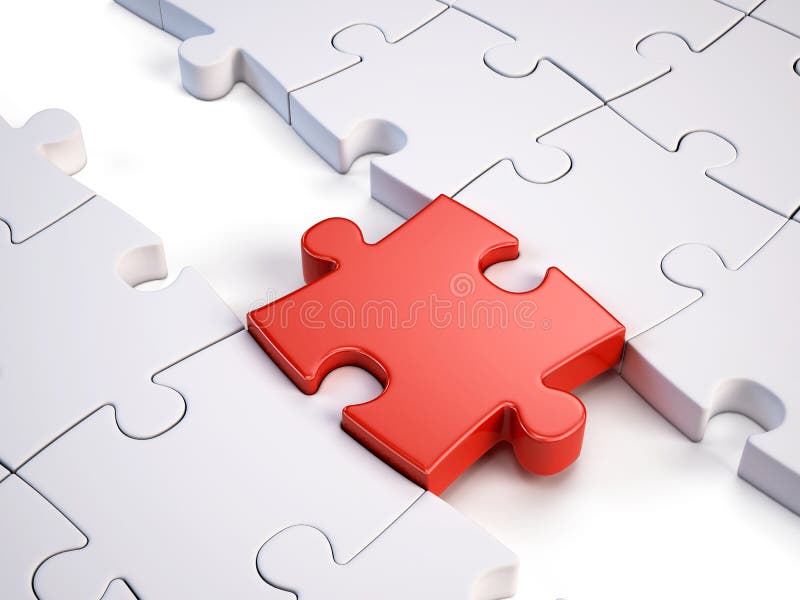 Red puzzle piece stock illustration. Illustration of reflective - 65130694