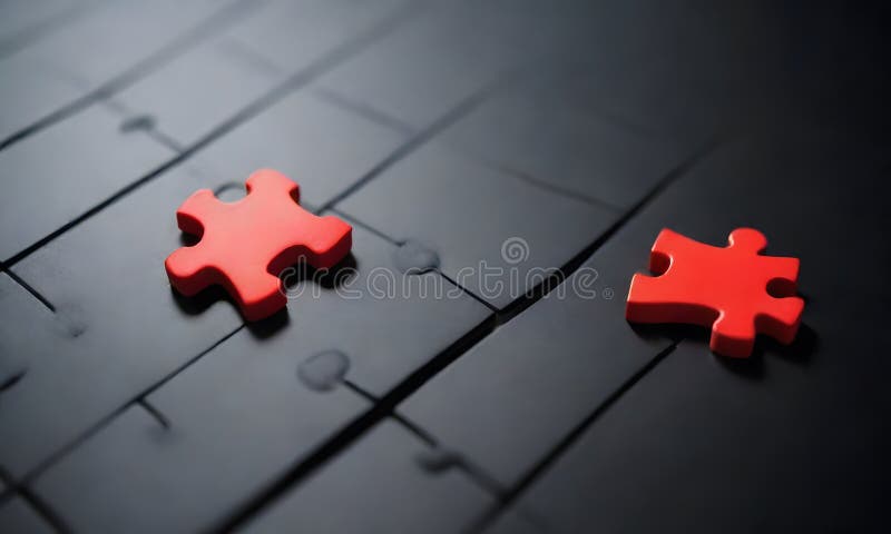 A Red Puzzle Piece is Missing from a Black Puzzle Stock Image - Image ...