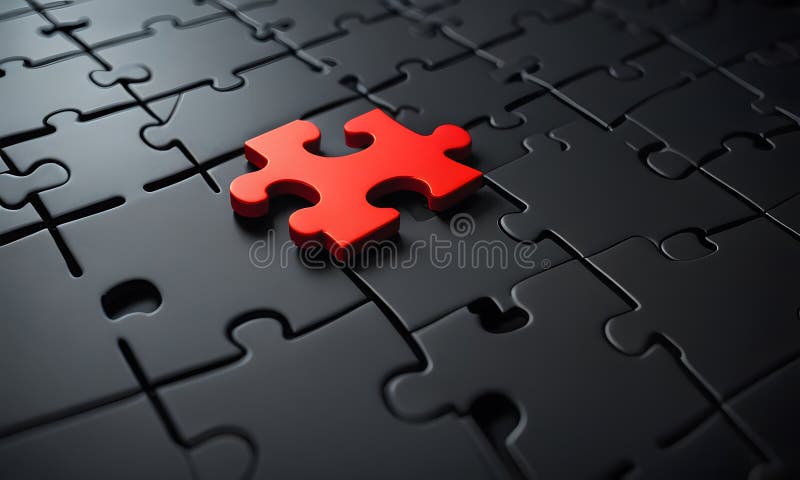 A Red Puzzle Piece is Missing from a Black Puzzle Stock Image - Image ...
