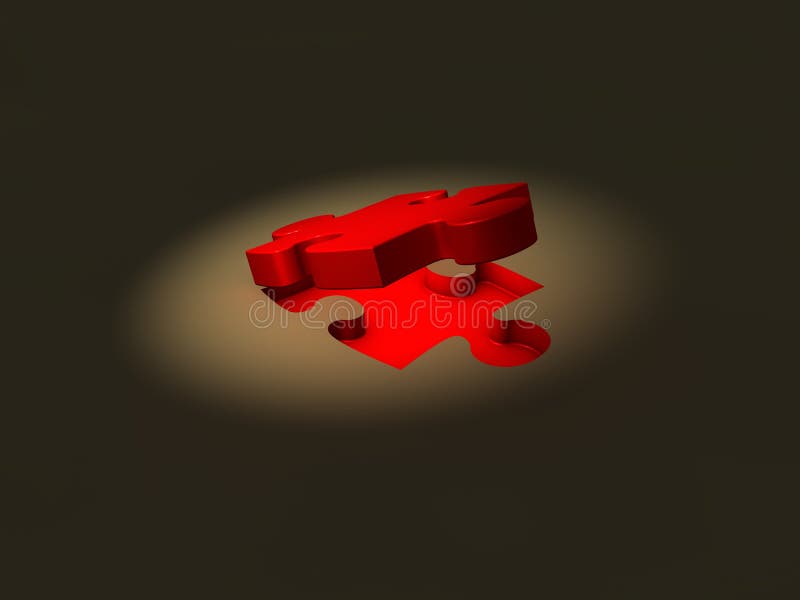 Red Puzzle Piece Under a Spot Light Stock Illustration - Illustration ...