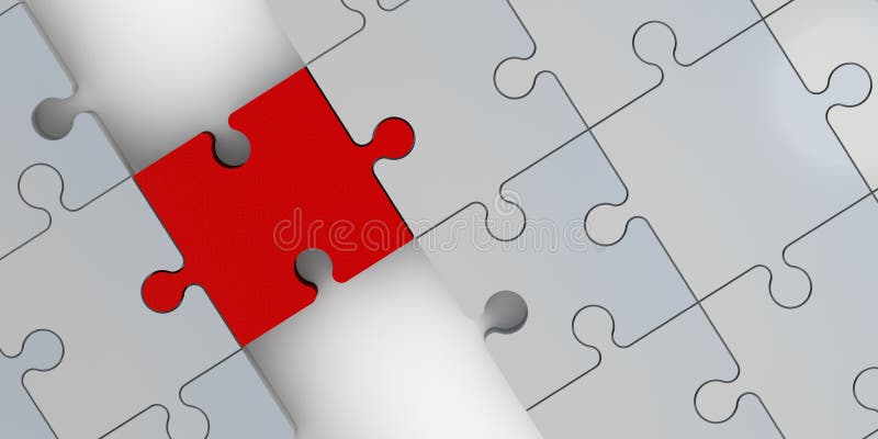 Red Puzzle Piece among the White Puzzles Stock Illustration ...