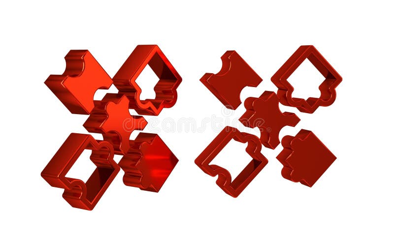 Red Puzzle Pieces Toy Icon Isolated on Transparent Background. Stock ...