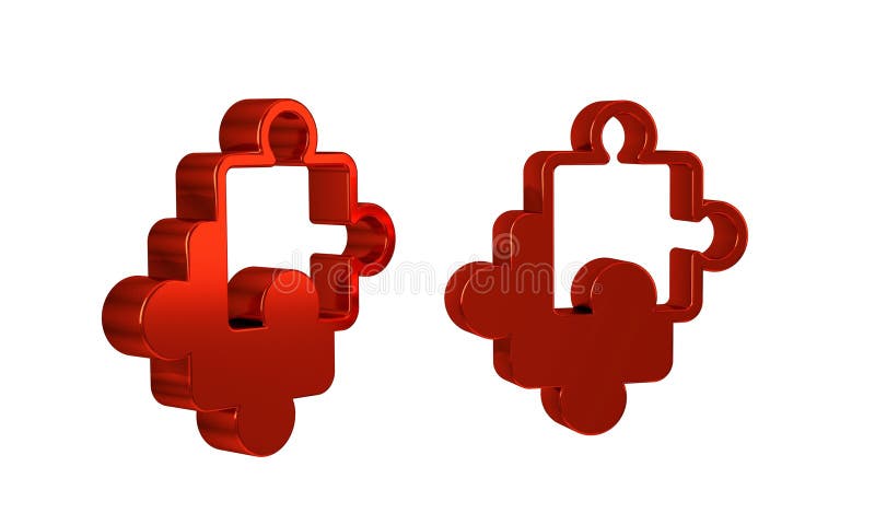 Red Puzzle Pieces Toy Icon Isolated on Transparent Background. Stock ...