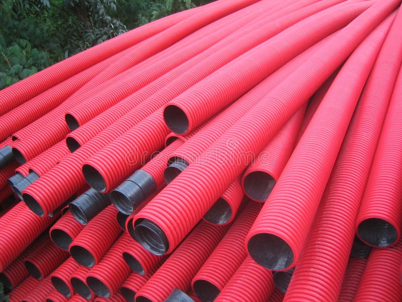 Red pvc pipes stock image. Image of pipeline, tubes, construction ...