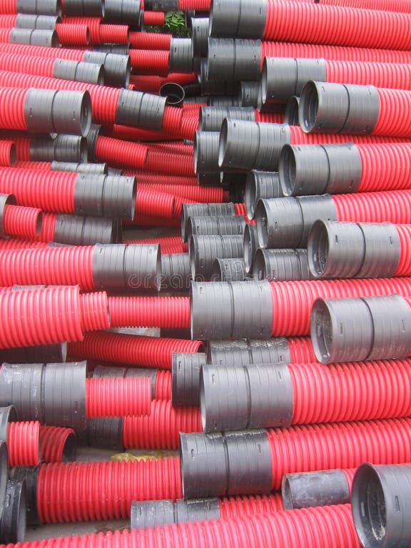 Red pvc pipes stock image. Image of sewer, drainage, pipeline - 12651949
