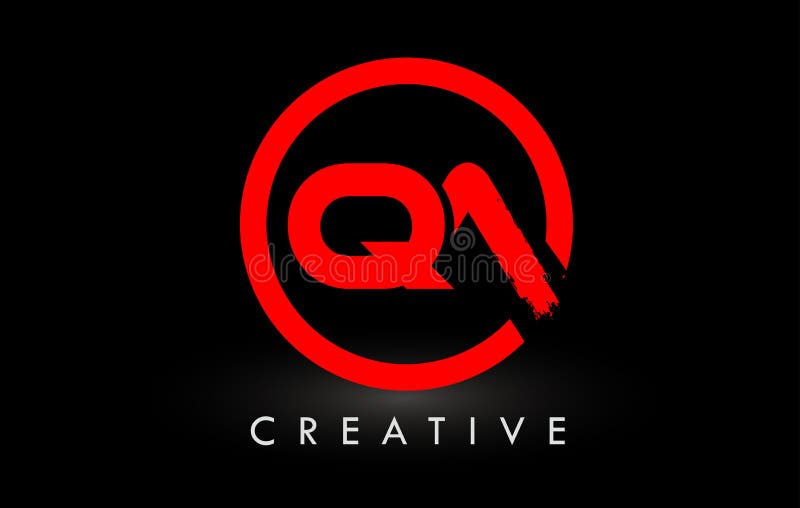 Red QA Brush Letter Logo Design. Creative Brushed Letters Icon Logo ...